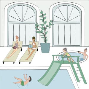Teaching kids to swim in France